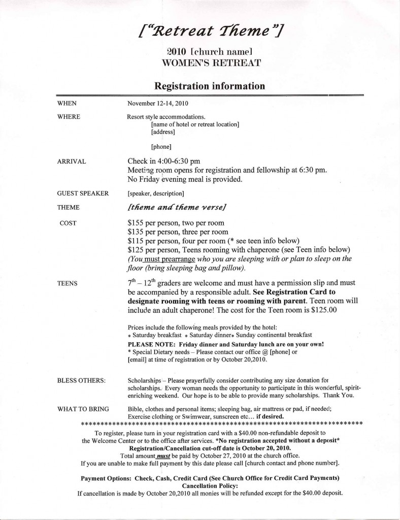 Downloadable Forms - Retreat-in-a-Bag